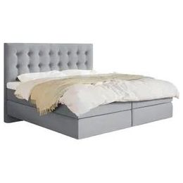 Boxspringbett Schlaraffia "Everton" Komplettbetten Gr. Webstoff FUTURE, Liegefläche B/L: 180cm x 200cm, H3 + H3, 7-Zonen-Tonnentaschen-Federkernmatratze, grau (steel) Boxspringbett inklusive BULTEX-Topper, Fuß in Schwebeoptik