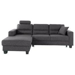 Ecksofa Trendmanufaktur "Chamber, L-Form" Sofas Gr. B/H/T: 247cm x 85cm x 165cm, Struktur grob, Recamiere links, Mit Schlaffunktion, schwarz (obsidian) inklusive einer Kopfstütze, wahlweise mit Schlaffunktion