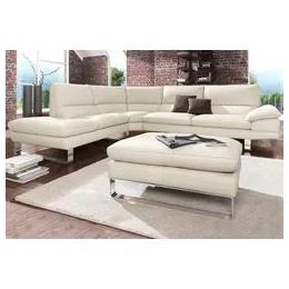 Ecksofa Calia italia "Dave, italienisches Designsofa mit erstklassigem Sitzkomfort, L-Form" Sofas Gr. B/H/T: 297cm x 87cm x 97cm, Leder BULL, Ottomane links, weiß (altweiß) mit tollen Lederbezügen