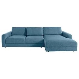 Ecksofa Places of Style "Bloomfield, L-Form" Sofas Gr. B/H/T: 303cm x 84cm x 176cm, Struktur grob, mega-Recamiere rechts, XXL mit Sitztiefenverstellung, blau (tepestry) extra tiefe Sitzfläche, wahlweise mit Sitztiefenverstellung