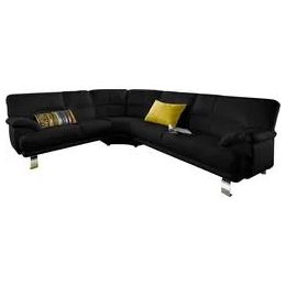 Ecksofa Trendmanufaktur "Cecilia in italienischem Design, modern und komfortabel, L-Form" Sofas Gr. B/H/T: 280cm x 87cm x 240cm, Microfaser PRIMABELLE, langer Schenkel rechts, ohne Funktion, schwarz bequeme Armlehnen, mit langem Schenkel