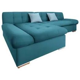 Ecksofa Trendmanufaktur "Reggae II, L-Form" Sofas Gr. B/H/T: 237cm x 78cm x 156cm, Luxus-Microfaser, Recamiere links, ohne Bettfunktion, blau (petrol) wahlweise mit Bettfunktion