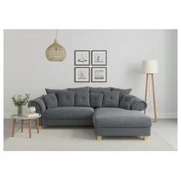 Ecksofa Home Affaire "Queenie" Sofas Gr. B/H/T: 276cm x 92cm x 190cm, Struktur fein, Recamiere rechts, grau (dark grey) Sitzkomfort, zeitloses Design, inkl. loser Rücken-und Zierkissen