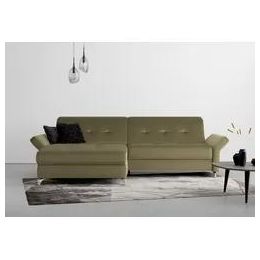 Ecksofa Inosign "Maredo L-Form" Sofas Gr. B/H/T: 284 cm x 89 cm x 179 cm, Samtoptik, mega-Recamiere links, ohne Kopfteilverstellung, ohne Armteilfunktion, grün (olive) Federkern, wahlweise auch mit Kopfteil- und Armlehnverstellung