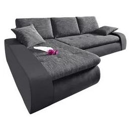 Ecksofa Trendmanufaktur "Indie, L-Form" Sofas Gr. B/H/T: 269cm x 86cm x 169cm, Luxus-Microfaser ALCAZAR-Struktur, Recamiere links, mit Bettfunktion-XXL, schwarz (schwarz/anthrazit/grau) wahlweise XL oder XXL