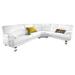 Ecksofa Trendmanufaktur "Cecilia in italienischem Design, modern und komfortabel, L-Form" Sofas Gr. B/H/T: 280cm x 87cm x 240cm, Kunstleder SOFTLUX, langer Schenkel links, ohne Funktion, weiß (altweiß) bequeme Armlehnen, mit langem Schenkel