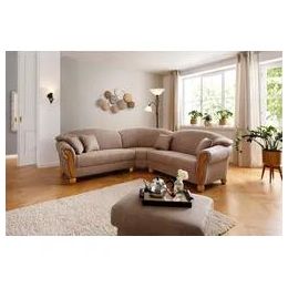 Ecksofa Home Affaire "Milano Vintage, L-Form" Sofas Gr. B/H/T: 233cm x 83cm x 81cm, Microfaser VINTAGE, 2S.E.2S, beige mit Federkern, Bezug in Vintageoptik, incl. 4 Zierkissen