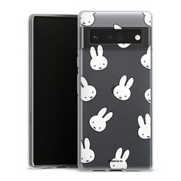 DeinDesign Handyhülle Miffy Muster transparent Miffy Pattern Transparent, Google Pixel 6 Pro Silikon Hülle Bumper Case Handy Schutzhülle, weiß