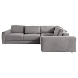 Ecksofa Places of Style "Bloomfield, L-Form" Sofas Gr. B/H/T: 304cm x 84cm x 224cm, Struktur, langer Schenkel links, XXL mit Sitztiefenverstellung, grau extra tiefe Sitzfläche, wahlweise mit Sitztiefenverstellung