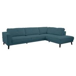 Guido Maria Kretschmer Home & Living Ecksofa GUIDO MARIA KRETSCHMER HOME & LIVING "Bilge, L-Form" Sofas Gr. B/H/T: 297cm x 83cm x 203cm, Struktur, Ottomane rechts, ohne Funktion, blau (aqua)