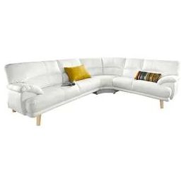 Polsterecke Trendmanufaktur "Cecilia, italienisches Designsprache, modern und komfortabel, L-Form" Sofas Gr. B/H/T: 280cm x 87cm x 240cm, NaturLEDER Madras, langer Schenkel links, langer Schenkel links, weiß (altweiß) toller Sitzkomfort und bequeme Armlehnen