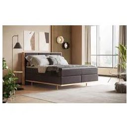 Boxspringbett Home Affaire "Gribelle" Komplettbetten Gr. Luxus-Microfaser, Gewicht bis: 100 kg + 120 kg H3 + H4, 7-Zonen-Tonnentaschen-Federkern-Partnermatratze, schwarz (charcoal) Boxspringbett Boxspringbett, Inklusive Topper