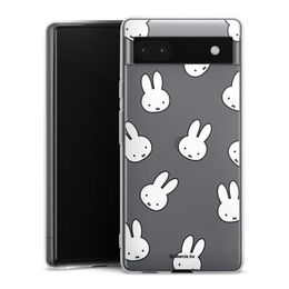 DeinDesign Handyhülle Miffy Muster transparent Miffy Pattern Transparent, Google Pixel 6a Silikon Hülle Bumper Case Handy Schutzhülle, weiß
