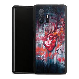 DeinDesign Handyhülle 1. FCK Herz 1. FC Kaiserslautern 1.FCK Herz, Xiaomi 11T 5G Silikon Hülle Premium Case Handy Schutzhülle, schwarz