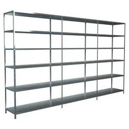 Steckregal SCHULTE REGALWELT "Stecksystem Grund- und 2x Anbauregale", silber (silberfarben), B:360cm H:230cm T:50cm, Stahl, Regale, Metall verzinkt, 2300x3600x500 mm, 18 Böden