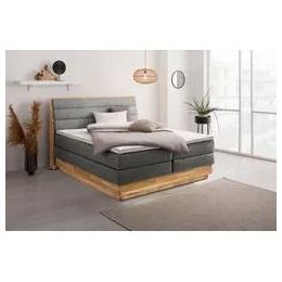 Boxspringbett OTTO products "Jenna" Komplettbetten Gr. Flachgewebe Polyester ohne LED-Beleuchtung, mit Premium-Topper LED-Beleuchtung, Liegefläche B/L: 200 cm x 200 cm Betthöhe: 69 cm, Gewicht bis: 80 kg + 80 kg H2 + H2, 7-Zonen-Taschen-Federkernmatratze, grau Boxspringbett ohne LED-Beleuchtung, mit zertifizierten, recycelten Bezugsstoffen