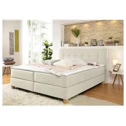 Boxspringbett Home Affaire "Calloway" Komplettbetten Gr. Struktur (100% Polyester), Liegefläche B/L: 90cm x 200cm, H2, 7-Zonen-Kaltschaummatratze, beige Boxspringbett inkl. Topper, XXL-Ausführung, in 4 Farben, 5 Breiten, 3 Matratzenarten