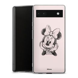 DeinDesign Handyhülle Minnie Mouse Offizielles Lizenzprodukt Disney Minnie Posing Sitting, Google Pixel 6a Silikon Hülle Bumper Case Handy Schutzhülle
