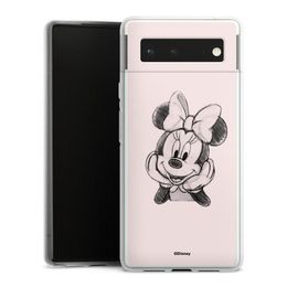 DeinDesign Handyhülle Minnie Mouse Offizielles Lizenzprodukt Disney Minnie Posing Sitting, Google Pixel 6 Silikon Hülle Bumper Case Handy Schutzhülle