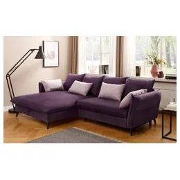 Ecksofa Home Affaire "Tirano, L-Form" Sofas Gr. B/H/T: 274cm x 88cm x 170cm, Luxus-Microfaser, Recamiere links, ohne Bettfunktion, lila wahlweise mit Bettfunktion und Bettkasten