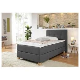 Boxspringbett Home Affaire "Calloway" Komplettbetten Gr. Struktur (100% Polyester), Liegefläche B/L: 90cm x 200cm, H2, 7-Zonen-Kaltschaummatratze, grau (anthrazit) Boxspringbett inkl. Topper, XXL-Ausführung, in 4 Farben, 5 Breiten, 3 Matratzenarten