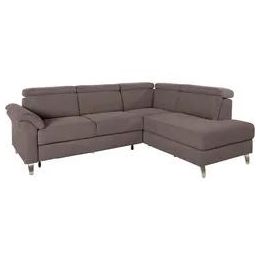 Sit & More Ecksofa SIT & MORE "Arngast L-Form" Sofas Gr. B/H/T: 245cm x 84cm x 194cm, Struktur weich, Ottomane rechts, ohne Bettfunktion-ohne Bettkasten, grau (taupe) inklusive Kopfteilverstellung und Federkern