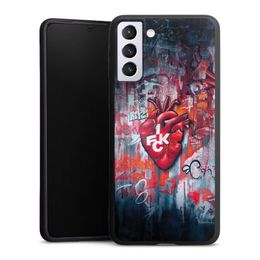 DeinDesign Handyhülle 1. FCK Herz 1. FC Kaiserslautern 1.FCK Herz, Samsung Galaxy S21+ 5G Silikon Hülle Premium Case Handy Schutzhülle, schwarz