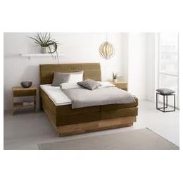 Boxspringbett OTTO products "Jenna" Komplettbetten Gr. Chenille Polyester ohne LED-Beleuchtung, mit Basic-Topper LED-Beleuchtung, Liegefläche B/L: 180 cm x 200 cm Betthöhe: 69 cm, Gewicht bis: 80 kg + 100 kg H2 + H3, 7-Zonen-Taschen-Federkernmatratze, braun (bronzo) Boxspringbett ohne LED-Beleuchtung, mit zertifizierten, recycelten Bezugsstoffen