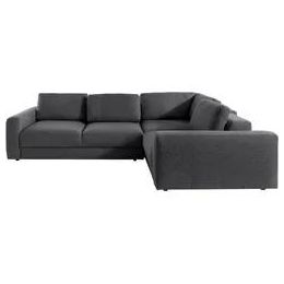 Ecksofa Places of Style "Bloomfield, L-Form" Sofas Gr. B/H/T: 304cm x 84cm x 224cm, Struktur grob, langer Schenkel links, XXL mit Sitztiefenverstellung, grau (obsidian) extra tiefe Sitzfläche, wahlweise mit Sitztiefenverstellung