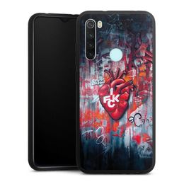 DeinDesign Handyhülle 1. FCK Herz 1. FC Kaiserslautern 1.FCK Herz, Xiaomi Redmi Note 8 (2021) Silikon Hülle Premium Case Smartphone Cover, schwarz