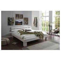 Futonbett Relita "Bellmund", weiß (weiß transparent), B:198cm H:86,5cm L:218cm, Betten, aus massiver Fichte white wash mit natürlicher Holzmaserung