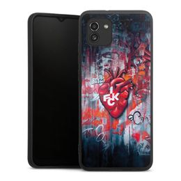 DeinDesign Handyhülle 1. FCK Herz 1. FC Kaiserslautern 1.FCK Herz, Samsung Galaxy A03 Silikon Hülle Premium Case Handy Schutzhülle, schwarz