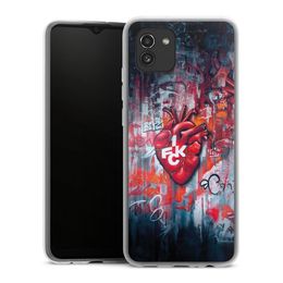 DeinDesign Handyhülle 1. FCK Herz 1. FC Kaiserslautern 1.FCK Herz, Samsung Galaxy A03 Silikon Hülle Bumper Case Handy Schutzhülle, weiß