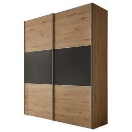 Schwebetürenschrank STAUD "Includo, Made in Germany" Schränke Gr. B/H/T: 167cm x 222cm x 68cm, Classic, 2 St., schwarz (dekor artisan eiche/vulkan) Mit vier verschiedenen Ausstattungsvarianten