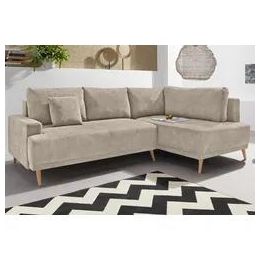 Ecksofa Inosign "Exxpo Otusso, L-Form" Sofas Gr. B/H/T: 246cm x 90cm x 169cm, Luxus-Microfaser weich, Recamiere rechts, beige mit Bettfunktion und Bettkasten