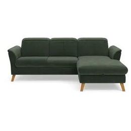 Sit & More Ecksofa SIT & MORE "Romero L-Form" Sofas Gr. B/H/T: 245cm x 91cm x 178cm, Struktur weich, Recamiere rechts, ohne Federkern-mit Kopfteilverstellung-mit Bettfunktion-mit Bettkasten-ohne motorische Relaxfunktion, grün (jungle) wahlweise mit oder ohne Relax-Funktion, Bettfunktion, Bettkasten