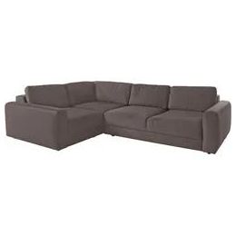 Ecksofa Places of Style "Bloomfield, L-Form" Sofas Gr. B/H/T: 224cm x 84cm x 304cm, Velours, langer Schenkel rechts, XXL ohne Sitztiefenverstellung, grau (taupe) extra tiefe Sitzfläche, wahlweise mit Sitztiefenverstellung