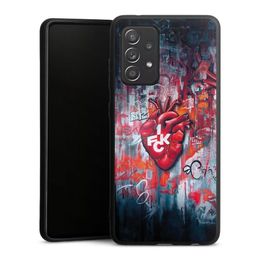 DeinDesign Handyhülle 1. FCK Herz 1. FC Kaiserslautern 1.FCK Herz, Samsung Galaxy A52 Silikon Hülle Premium Case Handy Schutzhülle, schwarz