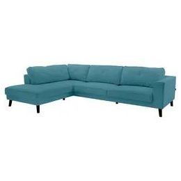 Guido Maria Kretschmer Home & Living Ecksofa GUIDO MARIA KRETSCHMER HOME & LIVING "Bilge, L-Form" Sofas Gr. B/H/T: 297cm x 83cm x 203cm, Luxus-Microfaser, Ottomane links, ohne Funktion, blau (azur)