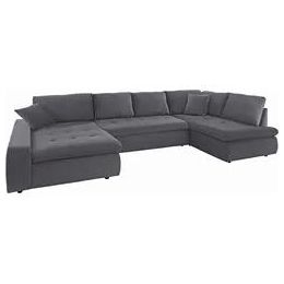 Wohnlandschaft Trendmanufaktur "Indie II, tolle Detailverarbeitung, bequem und komfortabel im Sitz" Sofas Gr. B/H/T: 335cm x 86cm x 179cm, Luxus-Microfaser, Recamiere links, ohne Bettfunktion, grau (anthrazit) wahlweise mit Bettfunktion, U-Form