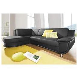 Ecksofa Trendmanufaktur "Rondo, L-Form" Sofas Gr. B/H/T: 265cm x 85cm x 190cm, Kunstleder SOFTLUX, Ottomane links, ohne Federkern, mit Bettfunktion, schwarz wahlweise mit Federkern, Bettfunktion