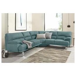 Ecksofa Trendmanufaktur "Cecilia II, in italienischen Design, bequem, hoher Sitzkomfort, L-Form" Sofas Gr. B/H/T: 280cm x 87cm x 240cm, Struktur, langer Schenkel links, ohne Funktion, grün (mint)