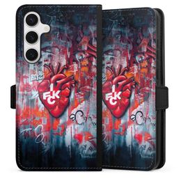 DeinDesign Handyhülle 1. FCK Herz 1. FC Kaiserslautern 1.FCK Herz, Samsung Galaxy S24+ Hülle Handy Flip Case Wallet Cover, schwarz