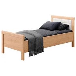 Einzelbett Priess "Arnsberg", braun (livorno buche, weiß), B:108cm L:208cm, Betten, Jugendbett Kinder-Einzelbett Bettgestell, Komforthöhe mit gepolstertem Kopfteil