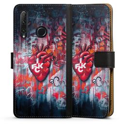 DeinDesign Handyhülle 1. FCK Herz 1. FC Kaiserslautern 1.FCK Herz, Huawei Honor 20 Lite Hülle Handy Flip Case Wallet Cover, schwarz