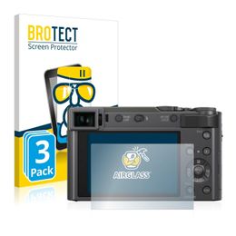 BROTECT Displayschutzglas Schutzglas für Panasonic Lumix DC-TZ200, 3 Stück, Schutzfolie Display Schutz Glas Folie klar, weiß