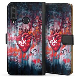 DeinDesign Handyhülle 1. FCK Herz 1. FC Kaiserslautern 1.FCK Herz, Huawei Y6p Hülle Handy Flip Case Wallet Cover Handytasche Leder, schwarz