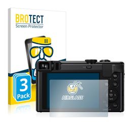 BROTECT Displayschutzglas Schutzglas für Panasonic Lumix DMC-TZ80, 3 Stück, Schutzfolie Display Schutz Glas Folie klar, weiß