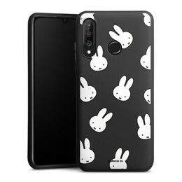DeinDesign Handyhülle Miffy Muster transparent Miffy Pattern Transparent, Huawei P30 Lite Silikon Hülle Premium Case Handy Schutzhülle, schwarz