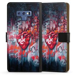 DeinDesign Handyhülle 1. FCK Herz 1. FC Kaiserslautern 1.FCK Herz, Samsung Galaxy Note 9 Hülle Handy Flip Case Wallet Cover, schwarz